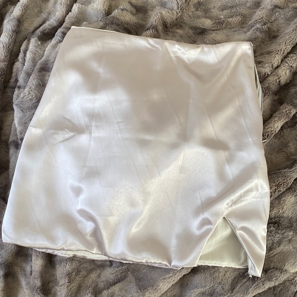 omighty | Skirts | Goodbye Bread O Mighty Silky Satin Silver Mini Skirt | Poshmark